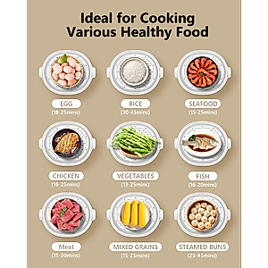 13.7QT Electric Food Steamer for Cooking, 3 Tiers Vegetable Steamer, 800W Fast Simultaneous Cooking, 60-Minute Timer, Veggies Steamer, Ideal for Fish Seafood Rice, BPA-Free Baskets(Black)