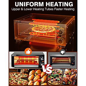 PYY Electric Pizza Oven Indoor Countertop Pizza Oven Commercial Pizza Maker Machine for Home with Timer Stainless Steel Pizza Cooker