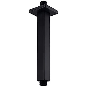Anpean 8 Inch Square Ceiling Mounted Shower Arm and Flange, Matte Black