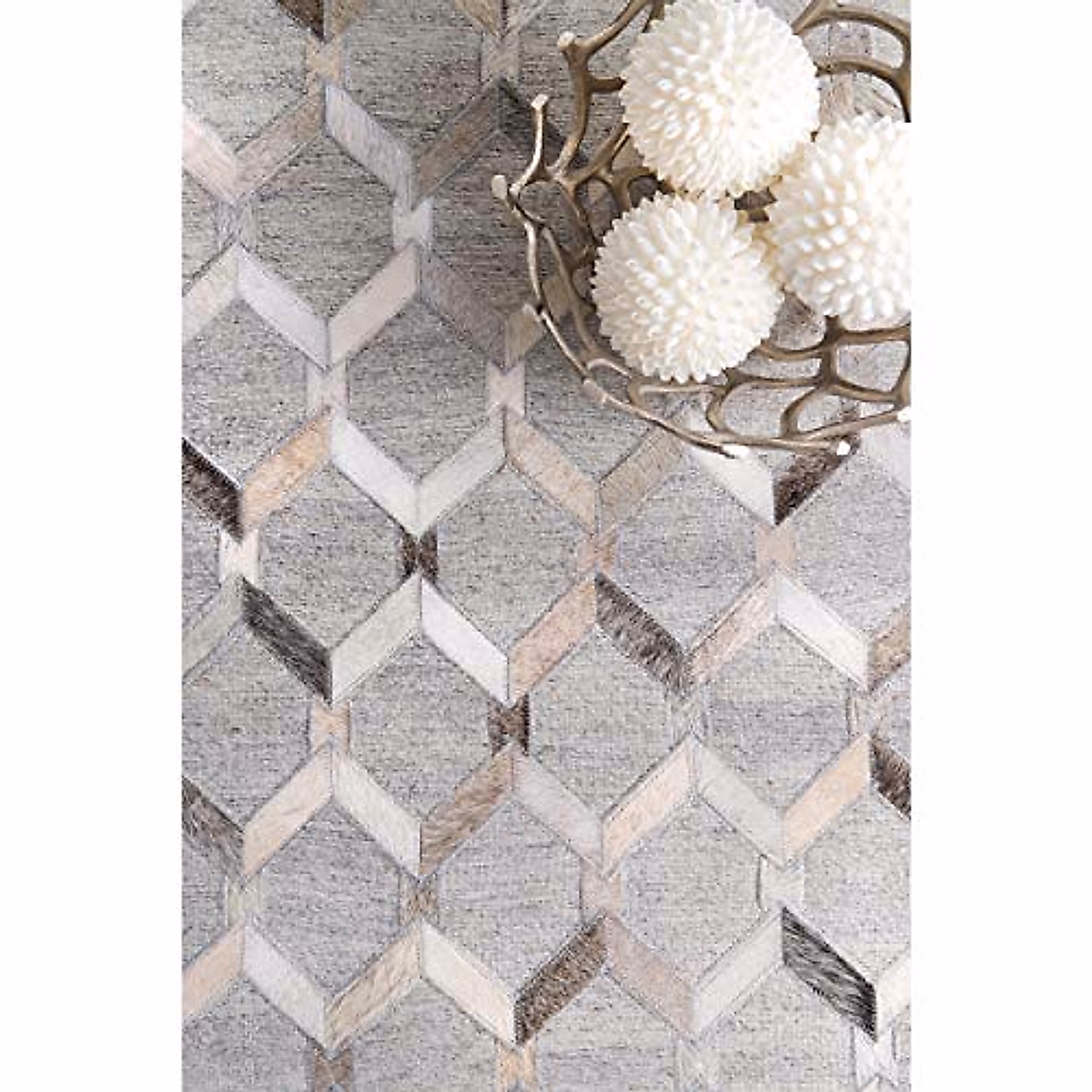 nuLOOM Modern Cowhide Trellis Area Rug, 10' x 14', Grey