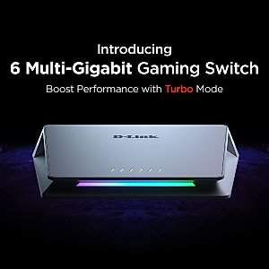 D-Link 6-Port 10Gb & 2.5Gb Unmanaged Gaming Switch with 1 x 10G, 5 x 2.5G - Multi-Gig, Network, Fanless, Plug & Play, Colored Indicator (DMS-106XT)