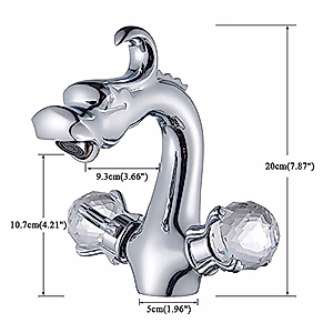 MESKEL Luxury Bathroom Basin Faucet Hot Cold Water Mixer Tap Dragon Style Vessel Sink Faucet 2 Handles Bath Washbasin Crane (Color : Gold A)