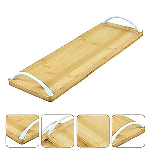 Lurrose Bamboo Vanity Trays, Toilet Tank Topper Tray Bamboo Toilet Tray for Bathroom Countertop (Long)