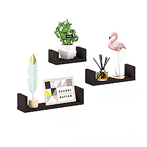 FURINNO Indo Wall Mounted Floating Shelves, Espresso