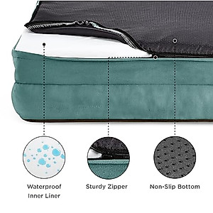 Bedsure XXL Orthopedic Dog Bed - Washable Great Dane Dog Sofa Beds for Giant Dogs, Supportive Foam Pet Couch Bed with Removable Washable Cover, Waterproof Lining and Nonskid Bottom, Washed Blue