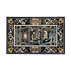 48" x 30" Inch Black Marble Dining Table Top/Coffee Table Top Italian Pietra Dura Design Outdoor Indoor Table, Office Table, Conference Table, Piece Of Conversation, Family Heir Loom