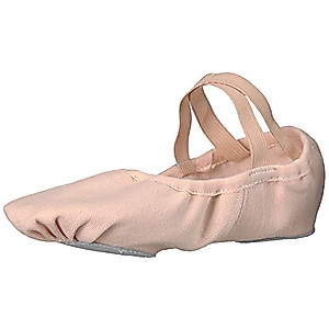 Danzcue Adult Stretch Canvas Split Sole Ballet Slipper, Pink, 10.5 M