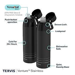 Tervis Venture Water Bottle Disney - Lilo & Stitch Supreme Triple Walled Insulated Tumbler Travel Cup Keeps Drinks Cold & Hot, 26oz, Stainless Steel