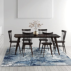 LUXE WEAVERS Cambridge Collection Modern Blue 5x7 Distressed Abstract Area Rug