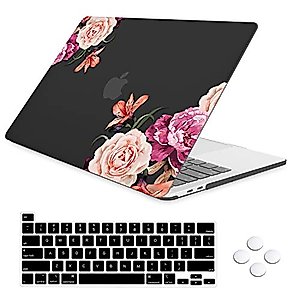 iLeadon MacBook Pro 13 inch Case 2020 Release Model A2338 M1/A2251/A2289, Plastic Hard Shell Case with Keyboard Cover Only Compatible 2020 New MacBook Pro 13 with Touch Bar Fits Touch ID, Peony Flower