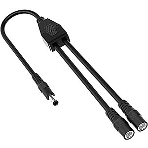 Solar Connectors DC Y Splitter Cable, Flashfish 1 Male to Dual Female 5.5mm x 2.1mm DC Extension Wire, Connects 2 Solar Panels (Total 200W Max)