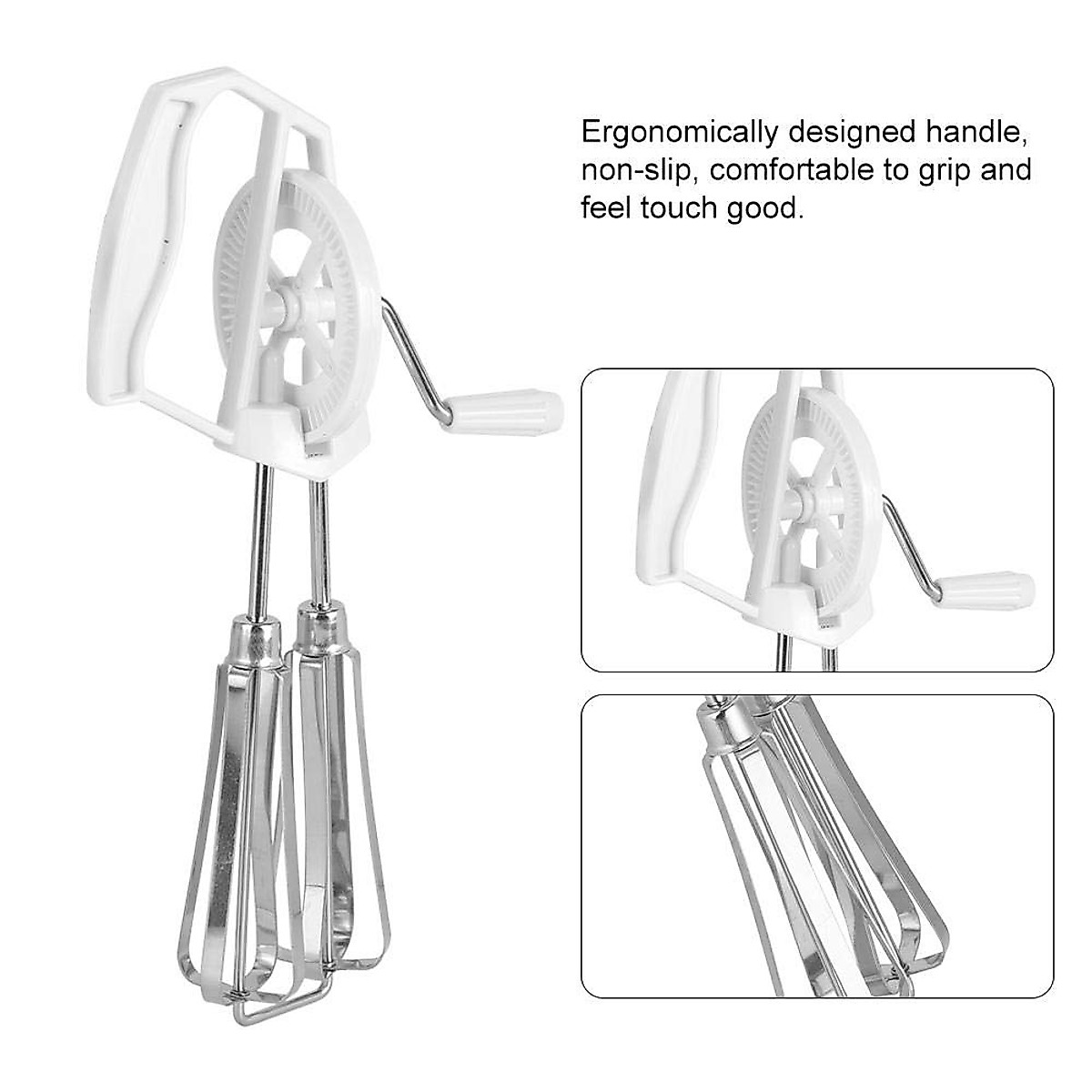 Manual Egg Blender - Stainless Steel Handheld Manual Egg Blender Mixer Beater Home Kitchen Cooking Tool