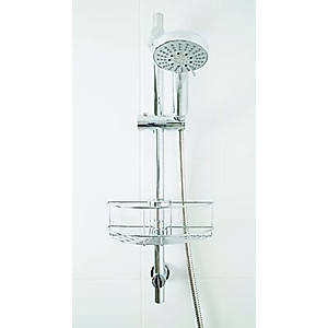 Croydex Chrome Easy to Fit Riser Rail Basket Shower Storage, 5 Year Rust Free Guarantee