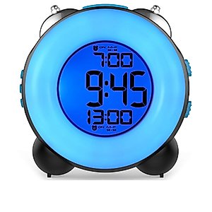 Banne Loud Alarm Clock for Heavy Sleepers with Dual Alarm Night Light Bedside Battery Powered (Black)