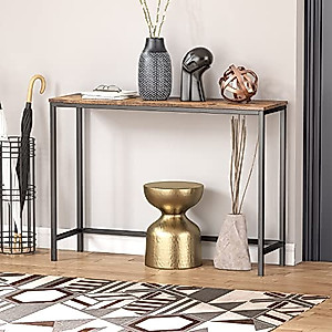 Lifewit 39.4 Inch Narrow Console Table with Metal Frame for Living Room, Industrial Long Entryway Table for Hallway, Entrance, Office, Corridor, Coffee Behind Sofa, Rustic Brown