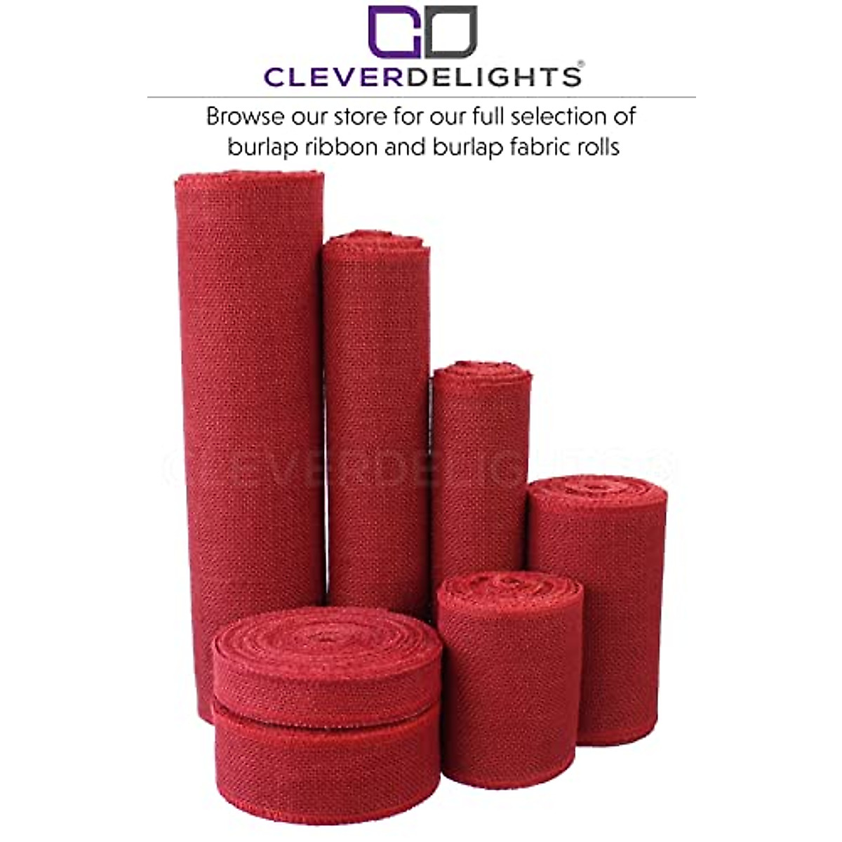 CleverDelights 6" Red Burlap Roll - Finished Edges - 10 Yards - Jute Burlap Fabric