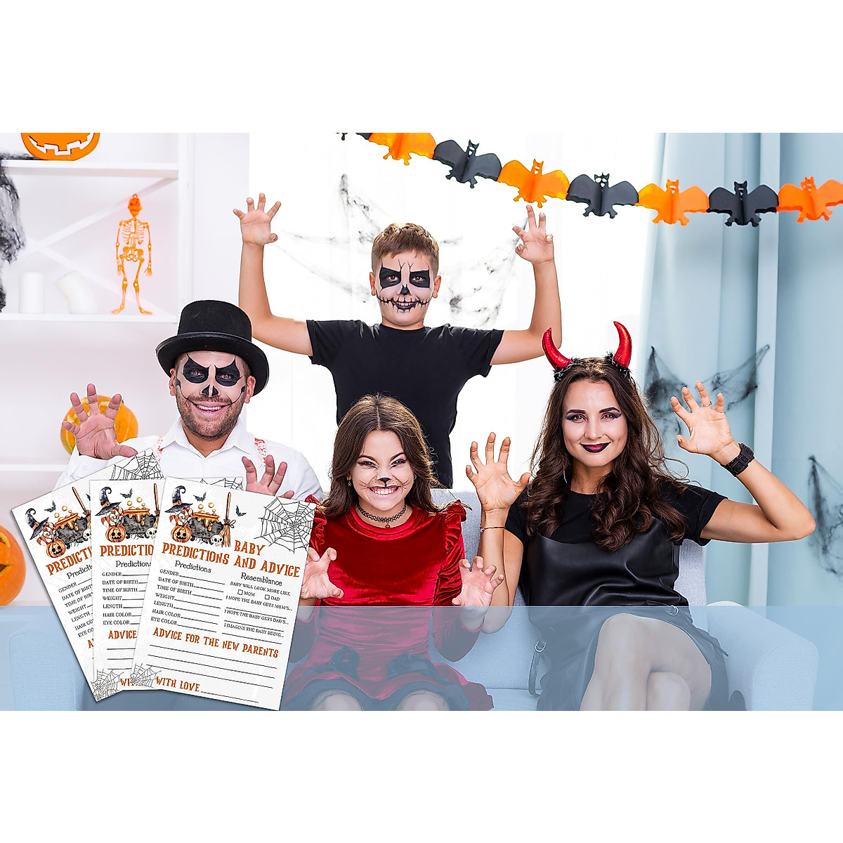 Halloween Baby Shower Prediction and Advice Cards, Halloween Game for Baby Shower, Baby Shower Decorations, Fall Gender Reveal Party Supplies, Set of 30 Cards - WY12