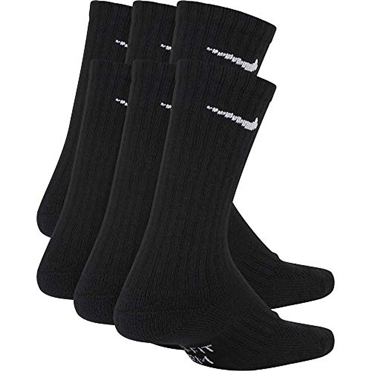 Nike Kids' Performance Cushioned Crew Training Socks (6 Pair) (as1, alpha, s, regular, Black/White, Small)
