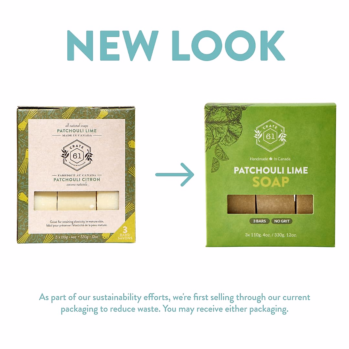 Crate 61 Organics, Handmade in Canada, Plant Based Cold Process Natural Bar Soap For Face And Body, With Premium Essential Oils, Eucalyptus & Peppermint For Men And Women 3 Pack (Patchouli Lime)