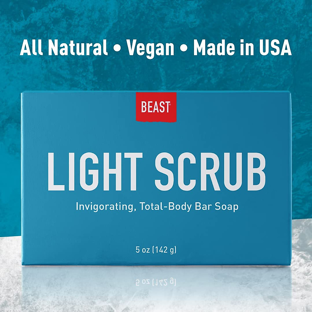 Beast Light Scrub Bar Soap, Naturally Exfoliating Scrubbing Soap, Beast Blue Scent Smells Amazing, 5oz