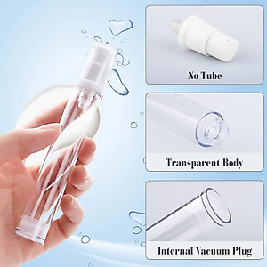 20Pcs 15ml/0.5oz Airless Pump Bottle Refillable Plastic Airless Vacuum Dispenser Portable Clear Cosmetic Sample Vial Container Jars for Lotion Emulsion Toiletries Liquid Foundation