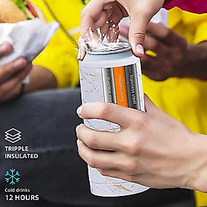 Boraijoe Skinny Can Cooler for Slim Beer and Hard Seltzer,Standard 12oz Sleeve,Double-Walled Stainless Steel Vacuum Insulated Slim Cans - Daisy