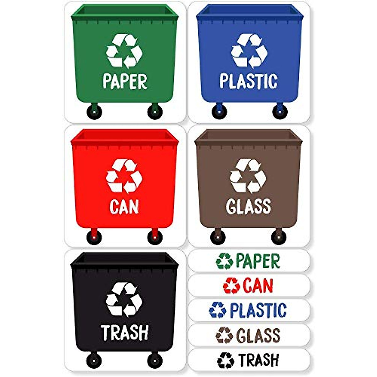 Haberdashery Online 6 Stickers for Recycling. Adhesive Vinyl Pack 6 Labels. (XS)