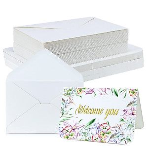 50 Set 140lb Blank Watercolor Cards with Envelopes, Heavyweight 100% Cotton 300gsm Watercolor Postcards Bulk, Foldable 4 x 6 Inch Greeting Cards Making for Christmas Wedding Birthday Invitations