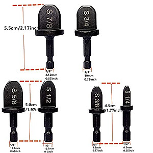 6pcs HVAC Repairing Set Air Conditioner Copper Tube Expander Swaging Tool Manual Pipe Swage Expander Drill Bit Soft Copper Tubing Bit with 1/4'', 3/8'', 1/2'', 5/8'', 3/4'', 7/8' Bits