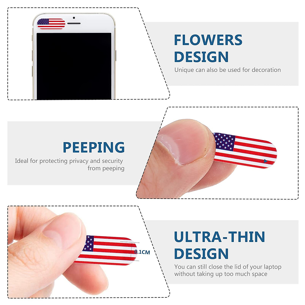 OSALADI Camera Slider 3Pcs Computer Camera Cover American Flag Pattern Webcam Slide Cover Web Camera Covers for Laptop Tablet Phone Camera Lens Computers Laptops