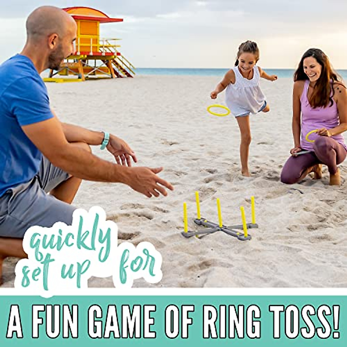 Franklin Sports Fun 5 Combo Outdoor Game Set - Backyard, Beach + Camping Games for Kids - Badminton, Volleyball, Flip Toss, Flying Disc - Horseshoes or Ring Toss