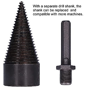 42mm Log Splitter Drill Bit, High‑Speed Wood Splitting Drill, Chopping Tool Steel for Electric Hammer Impact Drill(Hex Shank)