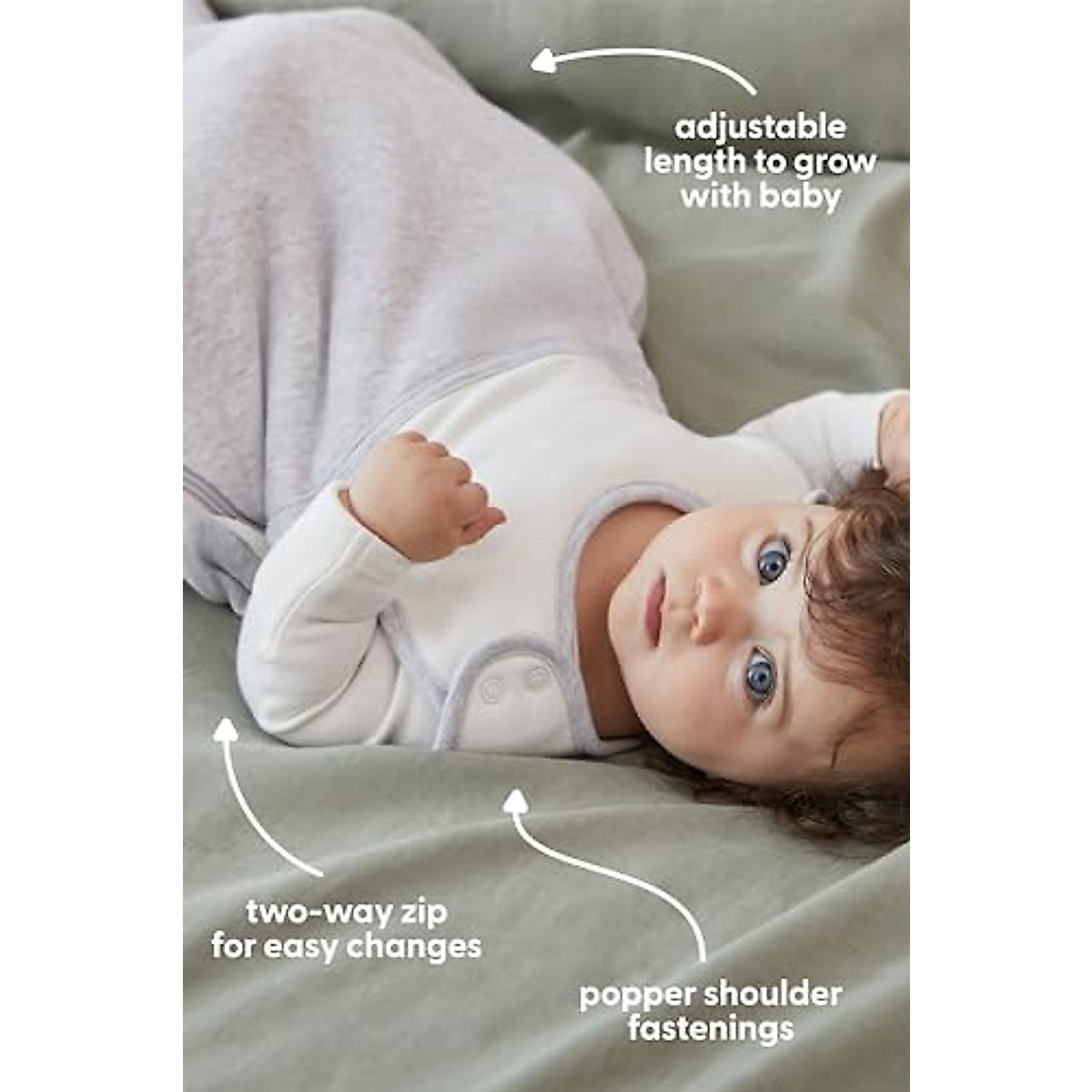 MORI Baby Wearable Blanket in Blue Stripe for Newborn to 2 Years - Breathable 2.5 TOG Sleep Sack with Double Direction Zip