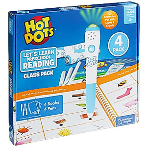 Educational Insights Hot Dots Let's Learn Pre-K Reading Classroom Bundle 4 Pack- Learn to Read Preschool Workbook with Interactive Pen, Ages 3+