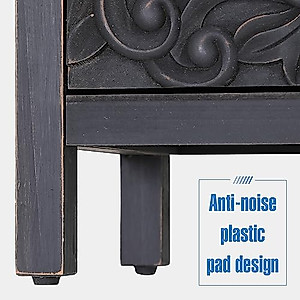 MAISON ARTS Black Accent Cabinet with Doors Distressed Storage Cabinet Farmhouse Cabinet Kitchen Bar Wine Cabinet Solid Wood Frame for Entryway Living Room Bedroom