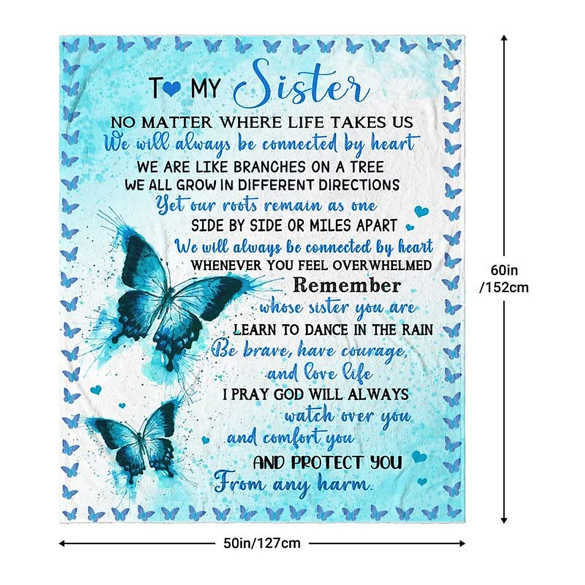 Blanket to Sister Birthday Gifts from Sister Ultra-Soft Flannel Throws Blankets Sister in Law Sisters Warm Quilts for Bed Couch Travel Beach 50*60in