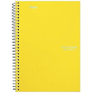 Five Star Small Spiral Notebooks, 6 Pack, 2 Subject, College Ruled Paper, 9-1/2" x 6", 100 Sheets, Amethyst Purple, Sedona Orange, Seaglass Green, Tidewater Blue, Gray, Black (73711)