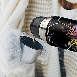 Stainless Steel Leather Vacuum Insulated Mug Rose Thermos Water Bottle for Hot and Cold Drinks Kids Adults 16 Oz