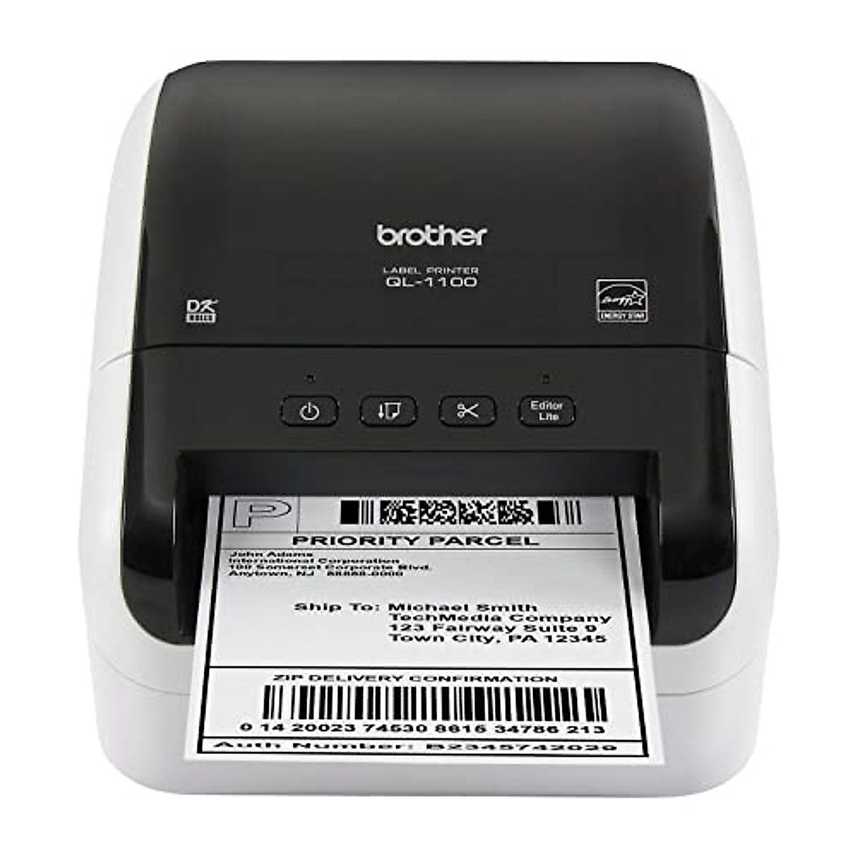 Brother QL-1100 Wide Format Thermal Label Printer - USB Connectivity, 4" Wide, 300 x 300 dpi, 69 Labels Per Minute Professional Monochrome Postage and Barcode Printer Cbmoun