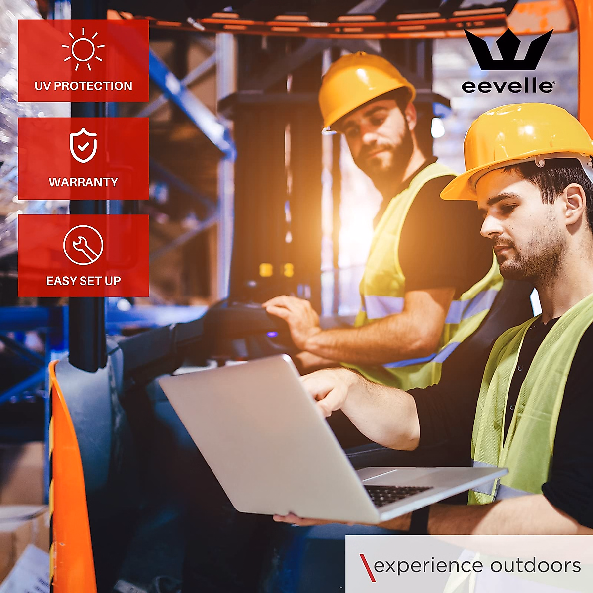 Eevelle USA Solarcap Universal Tinted Forklift Cover - Heavy Duty, Waterproof Vinyl - OSHA Compliant - Universal Fit, Sun & Rain Protection, 53"L x 45"W – Black