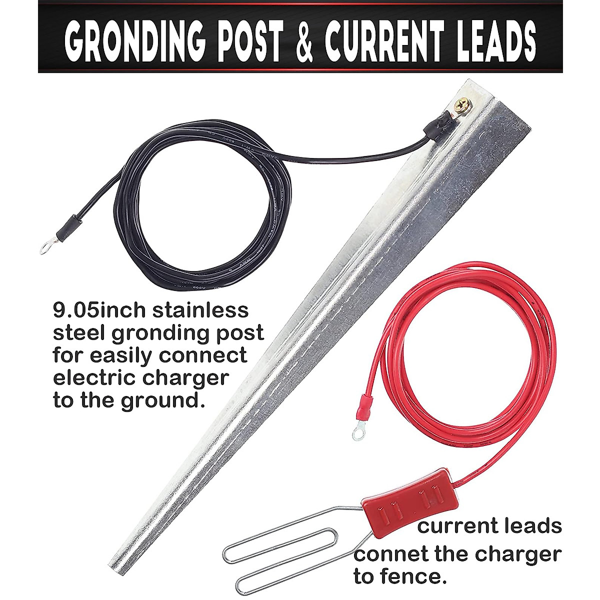 XSTOP 50Pcs Electric Insulator Screw in Insulator Ring Post Wood Post Insulator with 1 Pc Insulator Socket Tool,1 pc Fence Connection Lead and 1Pc Earth Stake Fence Accessories Kit for Fencing System