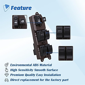 Obaee Door Master Window Switch Power Control Button Compatible with 2002-2006 Toyota Camry, 03-08 Corolla/Matrix/Pontiac Vibe, 04-09 Sienna, 05-11 Tacoma, 04-07 Scion xA/xB Replaces OEM 84820-33170-N