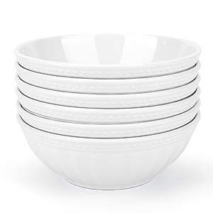 KX-WARE 7-inch Melamine Bowls, 30-ounce Salad/Pasta/Dinner Bowls | set of 6, White