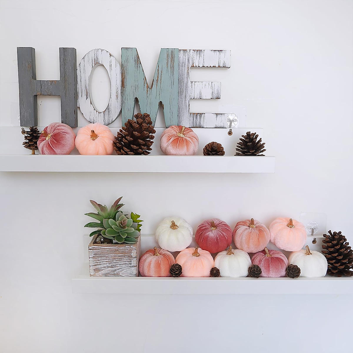 Winlyn 12 Pcs Small Rustic Faux Velvet Pumpkins Decorative Blush Coral Pink Peach Ivory Fabric Pumpkins Foam Pumpkins 3" for Fall Wedding Bbay Shower Thanksgiving Halloween Table Centerpiece Décor