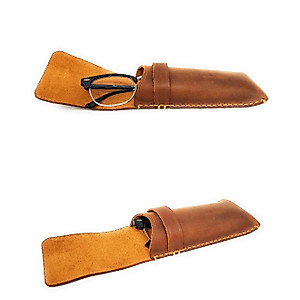MyMesken Leather Eyeglass Case -Genuine Leather, Protects, Sunglasses, Eyeglasses Pouch, Reading Glasses, Protective Holder