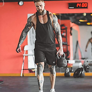 Wangdo Men's Workout Shorts 7" Running Shorts Athletic Bike Shorts Gym Shorts for Men with Zipper Pocket(Black-M)