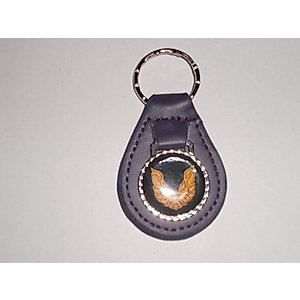 FIREBIRD OR TRANS-AM GOLD BIRD LOGO LEATHER KEYCHAIN - PURPLE