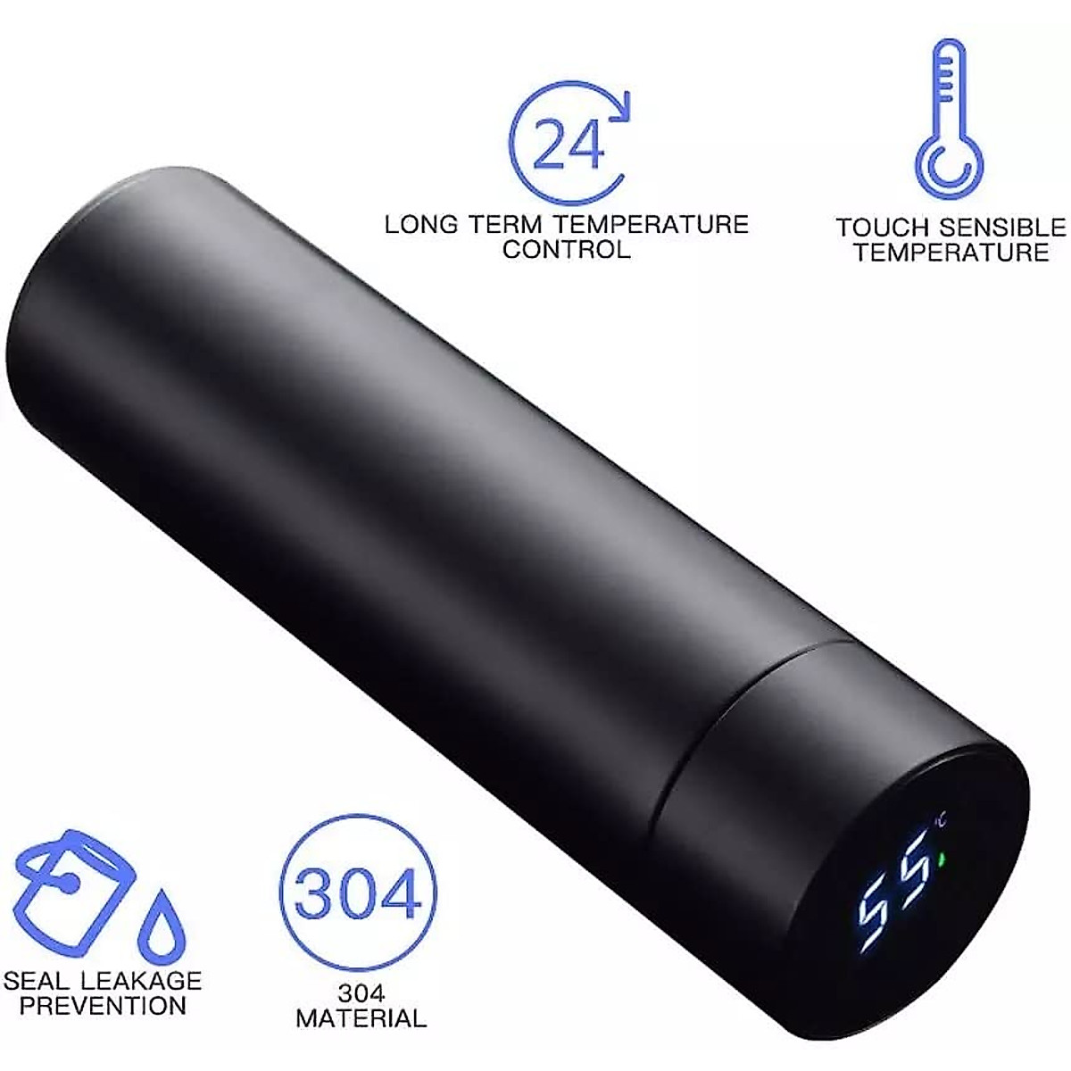 500ml Vacuum Thermos Stainless Steel Smart Water Bottle With LED DisplaY (sliver)