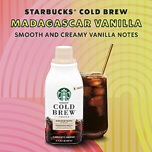 Starbucks Summer Variety Pack, K-Cup Coffee Pods Naturally Flavored Toasted Coconut Mocha And Cold Brew Concentrates Signature Black, Madagascar Vanilla, 100% Arabica, 10 pods And 32 fl oz each
