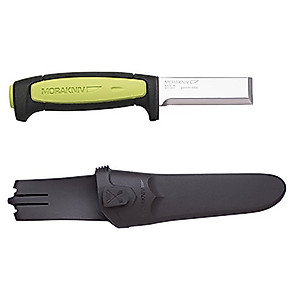 Morakniv Craftline Carbon Steel Wood Chisel Knife With Sheath for Wood Carving, 3 Inch
